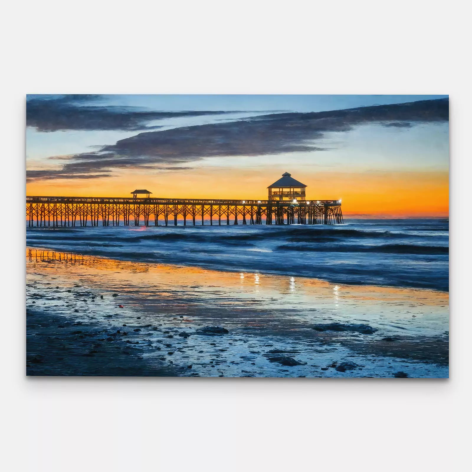 Folly Beach Pier - United States Wall Art | Charleston Beach Watercolor ...